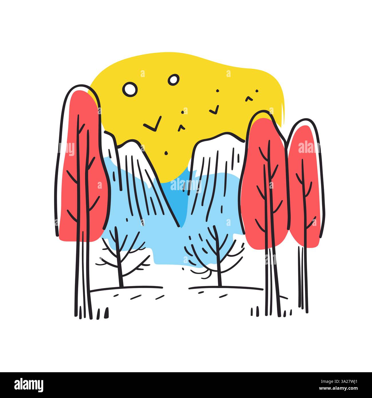 Simple minimalist drawing of Yosemite National Park.Yosemite National ...