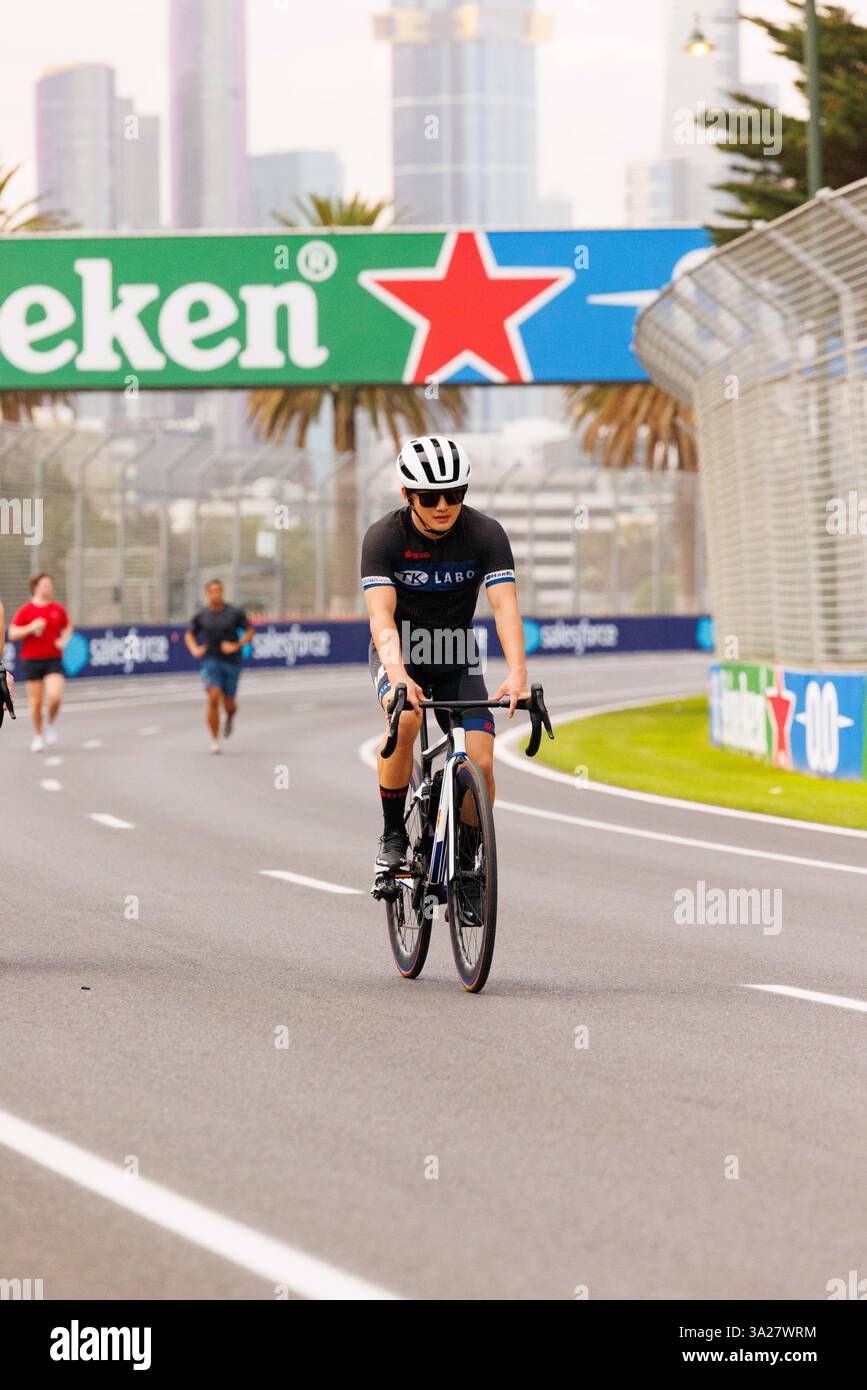 Yuki Tsunoda of Japan and the Visa Cash App Racing Bulls Formula One Team cycles around the ...