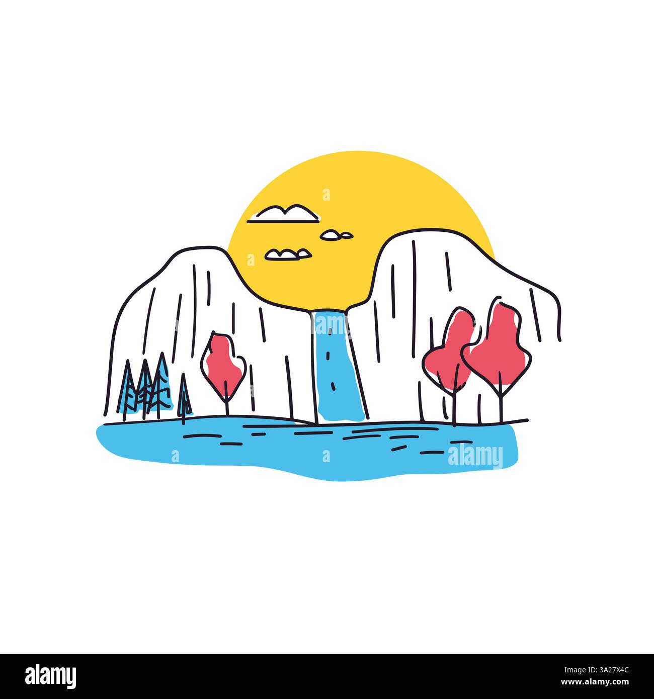 Simple minimalist drawing of Yosemite National Park.Yosemite National ...