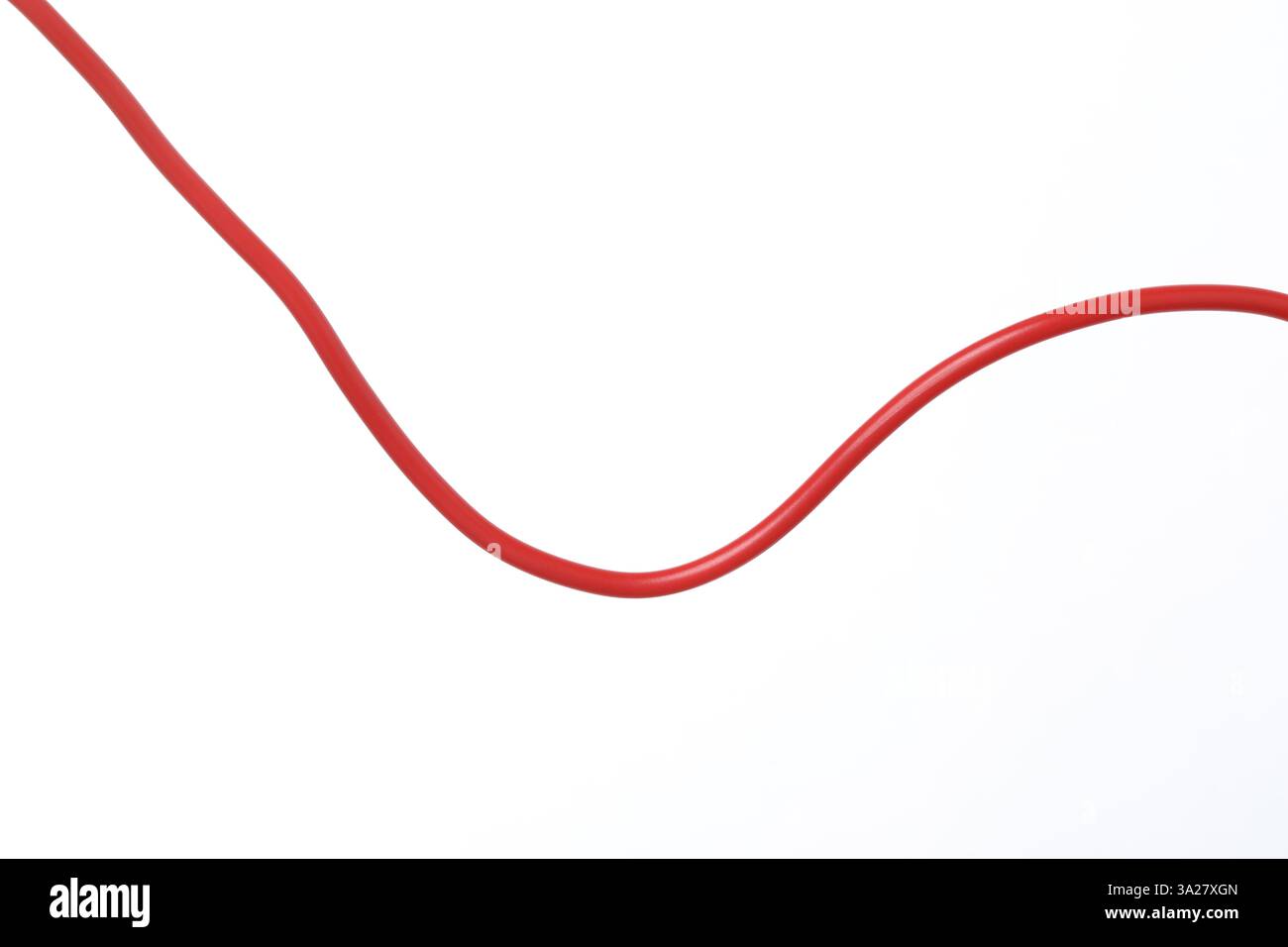 One red electrical wire on white background Stock Photo - Alamy