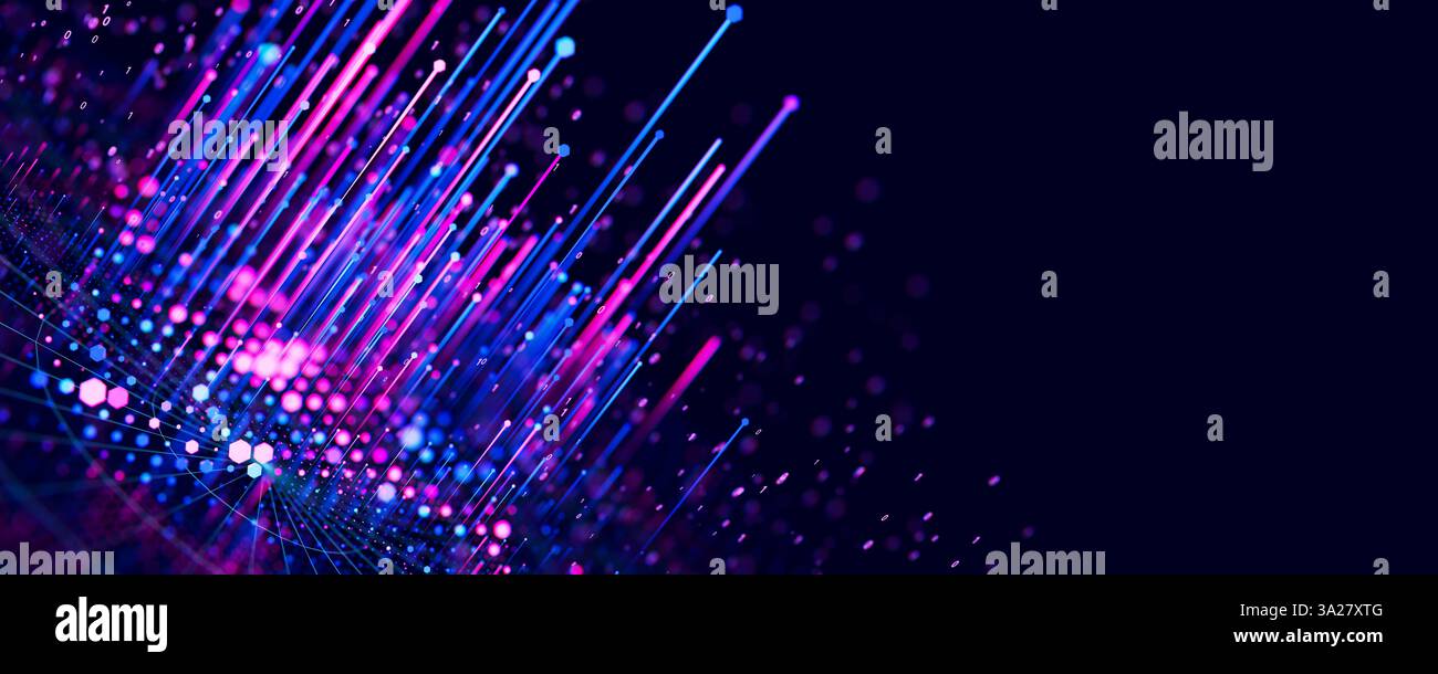 Big Data complex graph. Quantum computing universe. Cyber space of AI ...