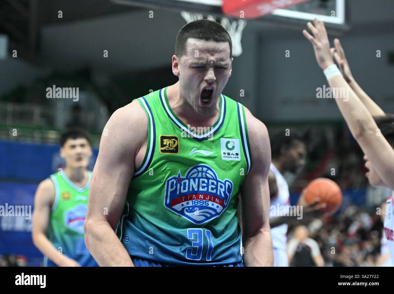 Tianjin, China. 12th Mar, 2025. David Scott James of Tianjin Pioneers ...