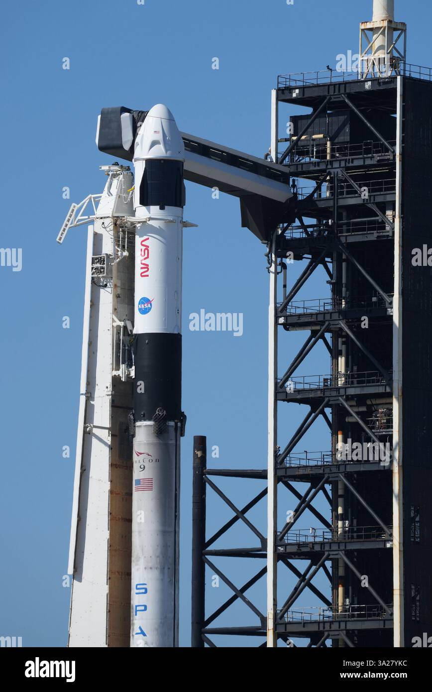 A SpaceX Falcon 9 rocket sits on Launch Complex-39A in preparation to ...