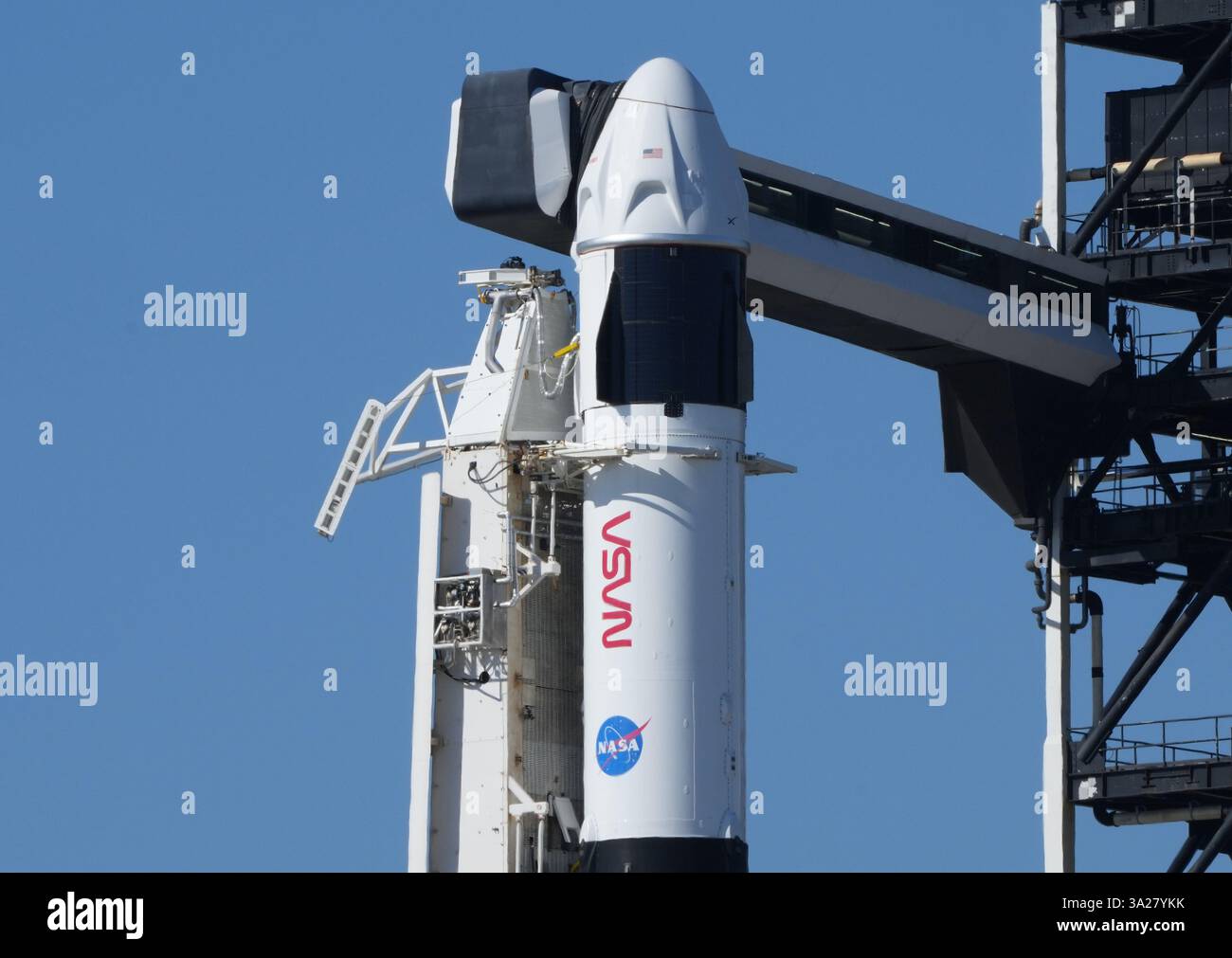A SpaceX Falcon 9 rocket sits on Launch Complex-39A in preparation to ...