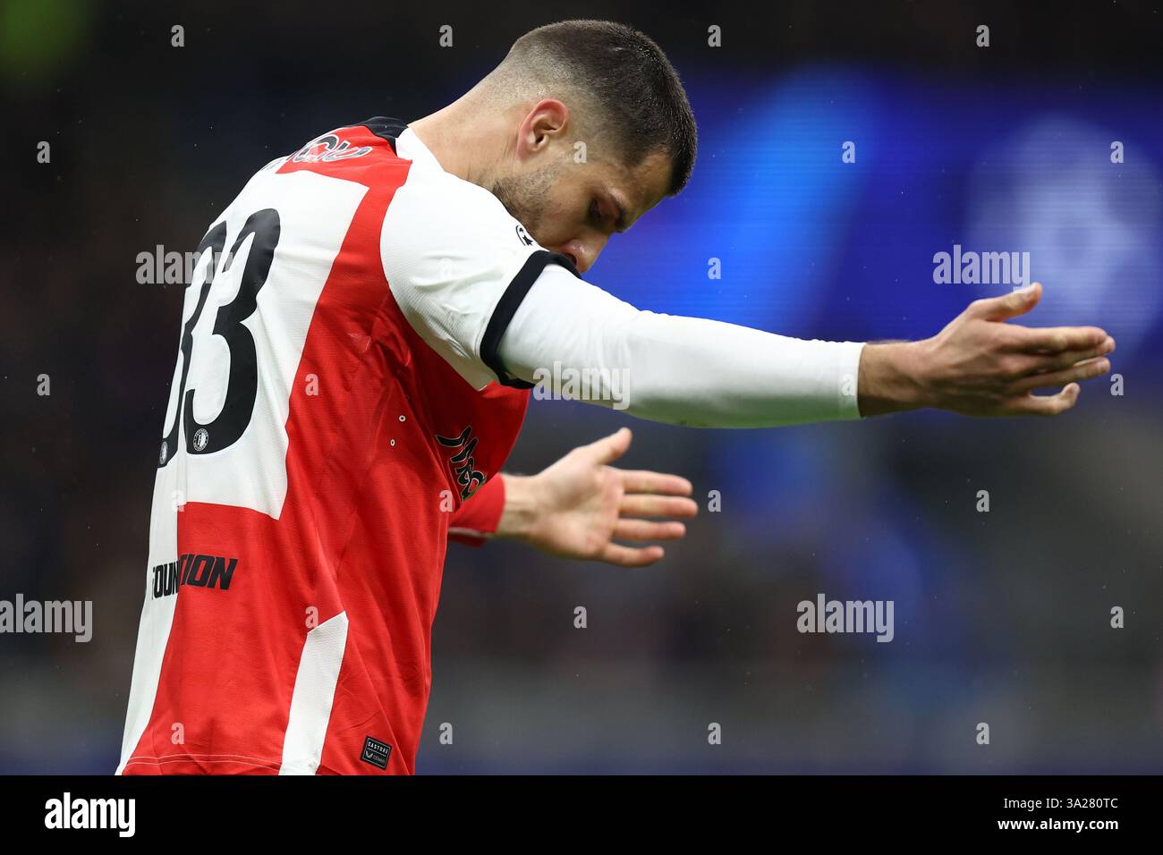 David Hancko of Feyenoord looks dejected during the UEFA Champions ...
