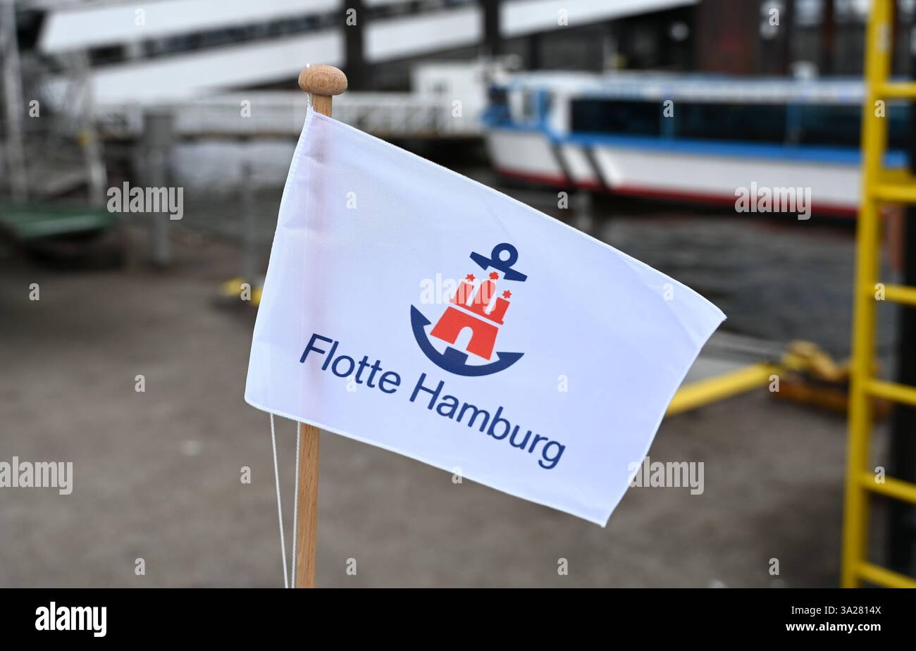 Hamburg, Germany. 12th Mar, 2025. A flag with the words "Flotte Hamburg ...