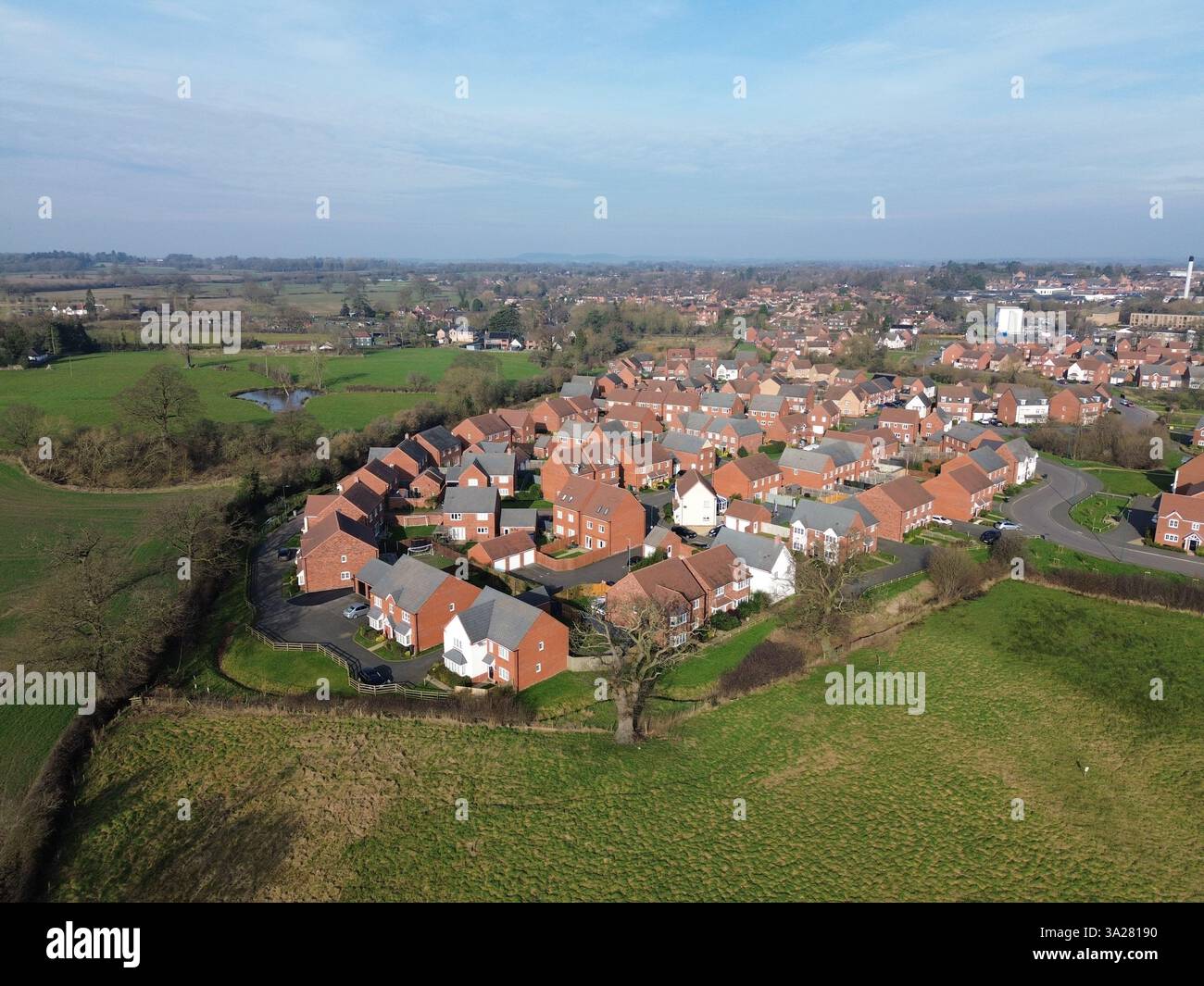 aerial view of a modern housing development on the edge of a town Stock ...