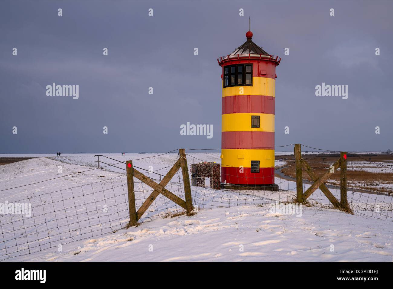 Pilsum, Germany - February 13, 2025: Lighthouse of Pilsum during sunset ...
