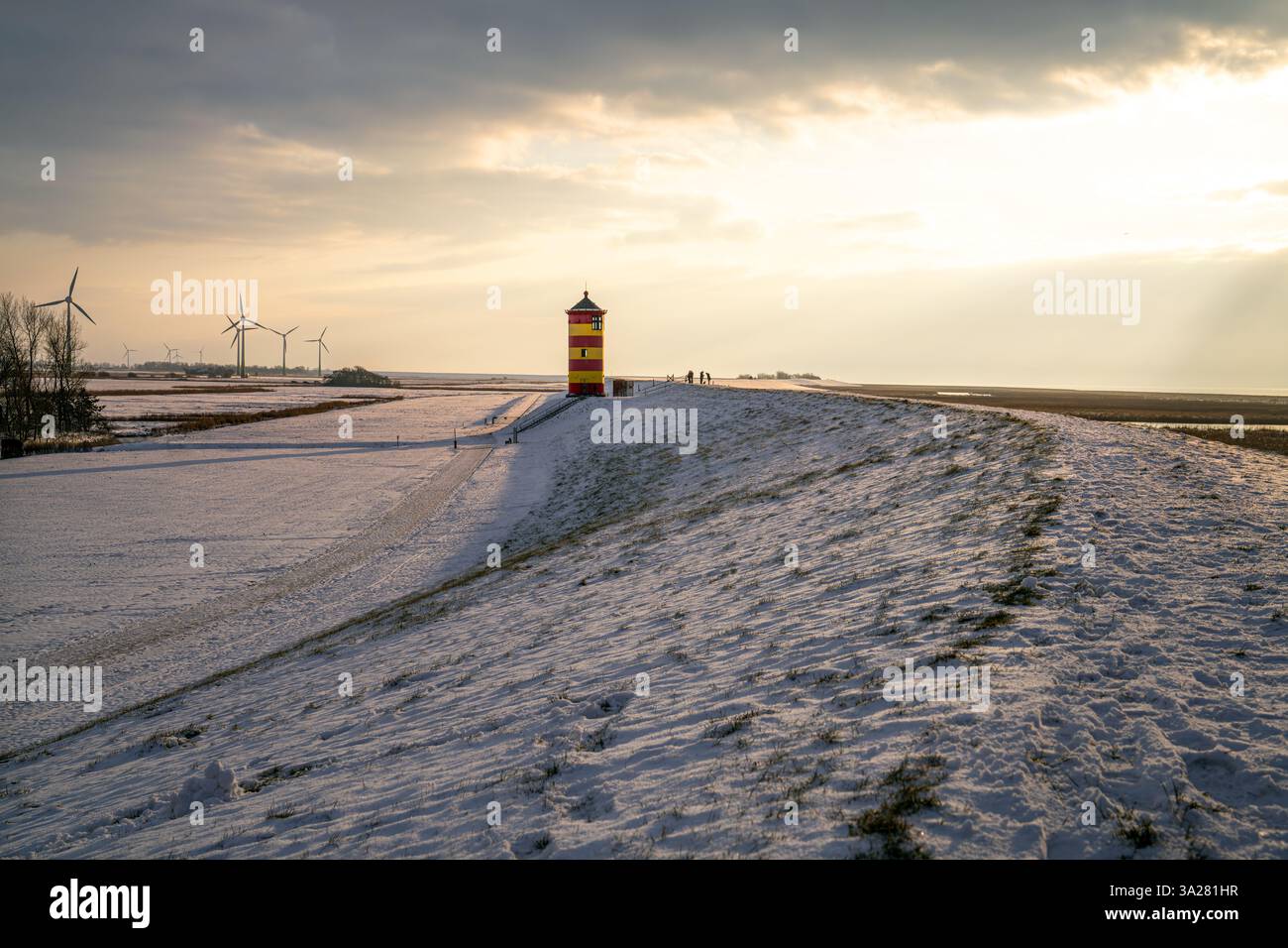 Pilsum, Germany - February 13, 2025: Lighthouse of Pilsum during sunset ...