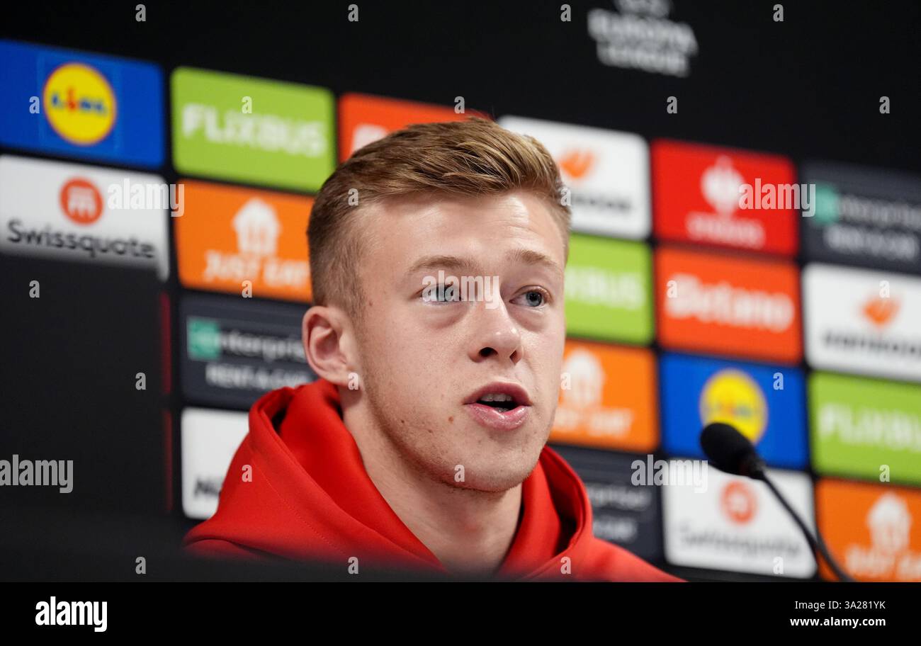 Rangers' Connor Barron during a press conference at Ibrox Stadium ...