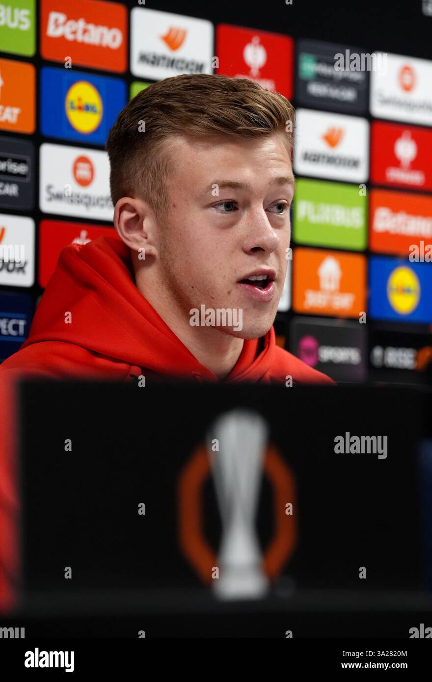 Rangers' Connor Barron during a press conference at Ibrox Stadium ...