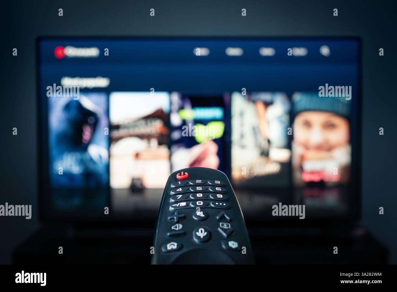 TV movie stream watching. Film catalogue. Streaming service content selection. VOD subscription ...