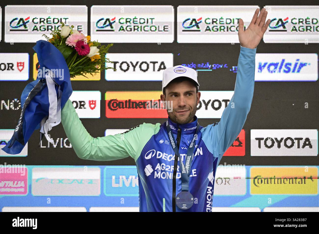 Italian Andrea Vendrame of Decathlon AG2R La Mondiale Team celebrates ...
