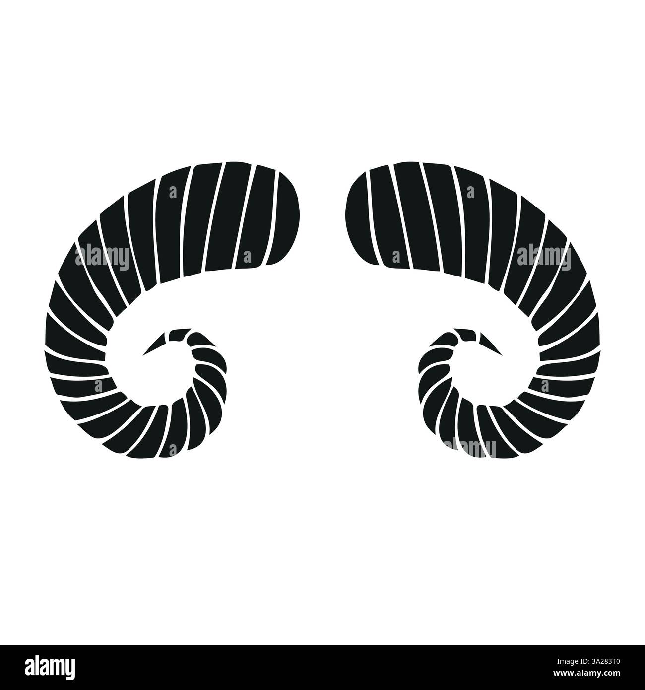 Vector hand drawn sketch doodle goat horns isolated on white background ...