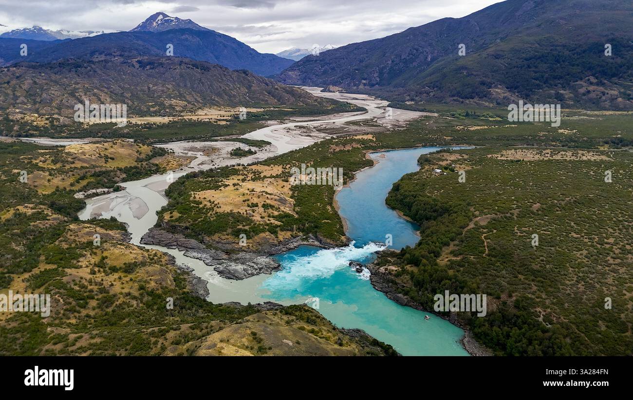 Aerial photo of the confluence of the Neff and Baker rivers in southern ...