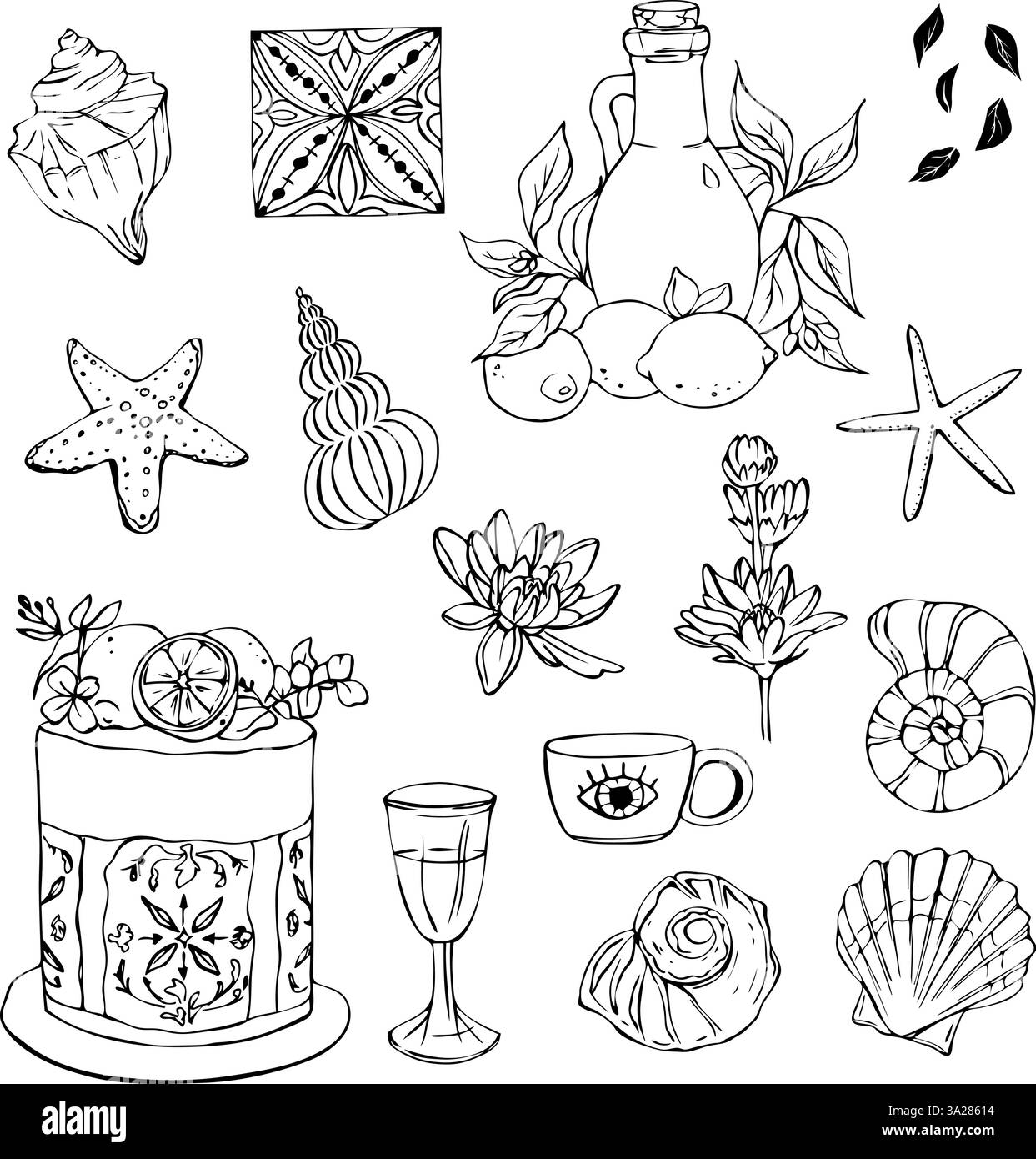 Mediterranean Sea line vector sketches Stock Vector Image & Art - Alamy