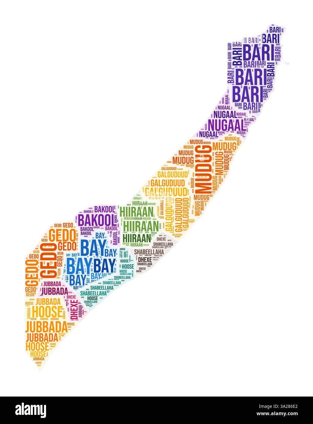 Somalia region word cloud. Country shape design. Somalia colored ...