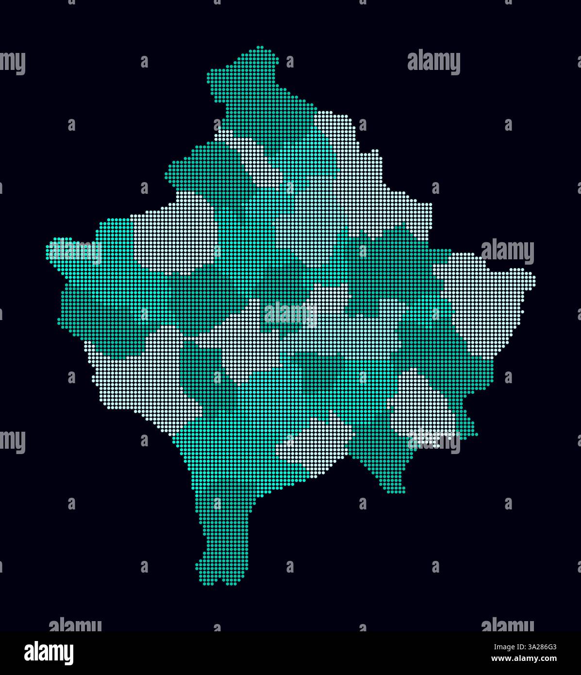 Kosovo dotted map. Digital style map of the country on dark background ...