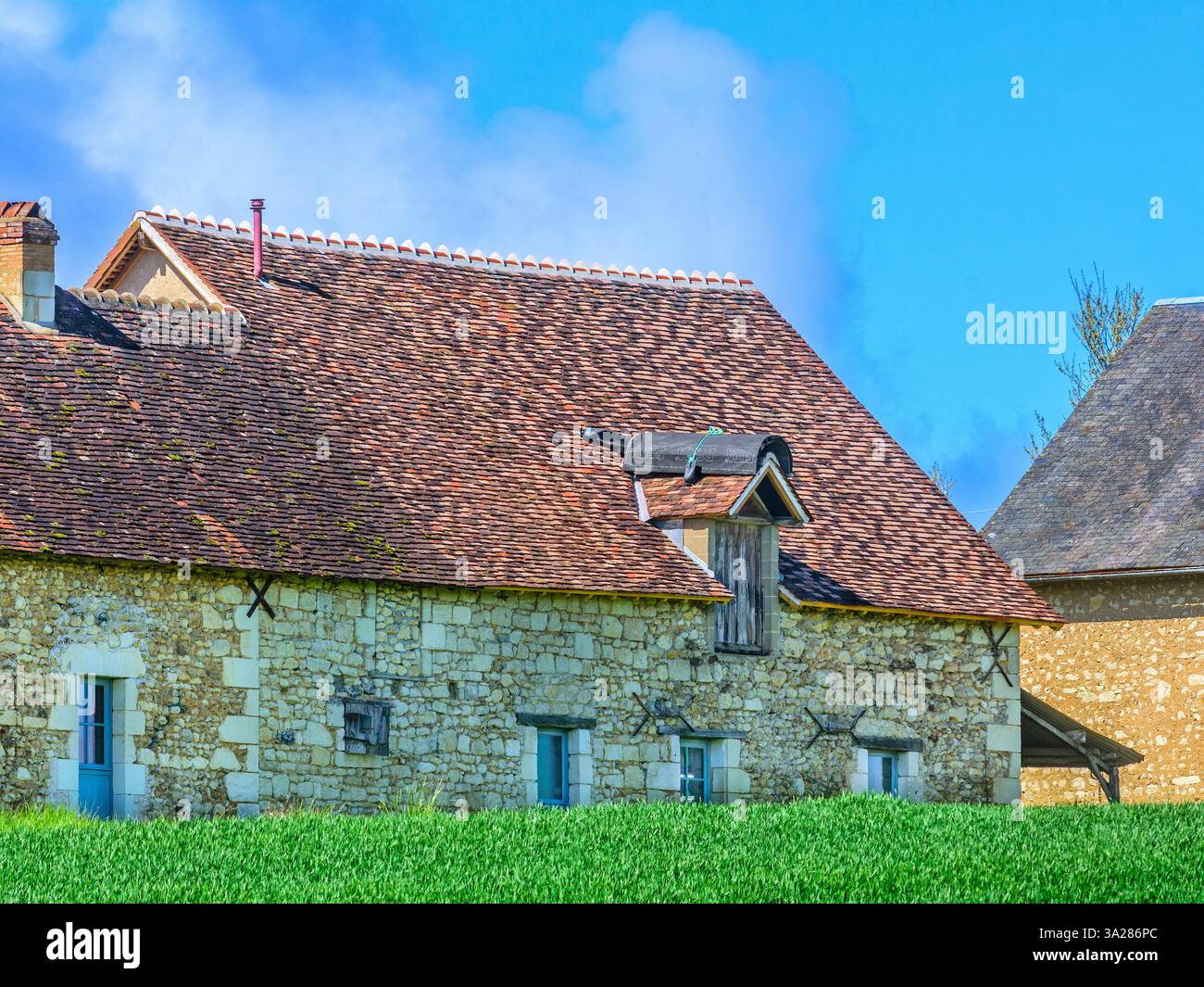 Protective weather-proof canopy over newly repaired and reroofed ridge ...