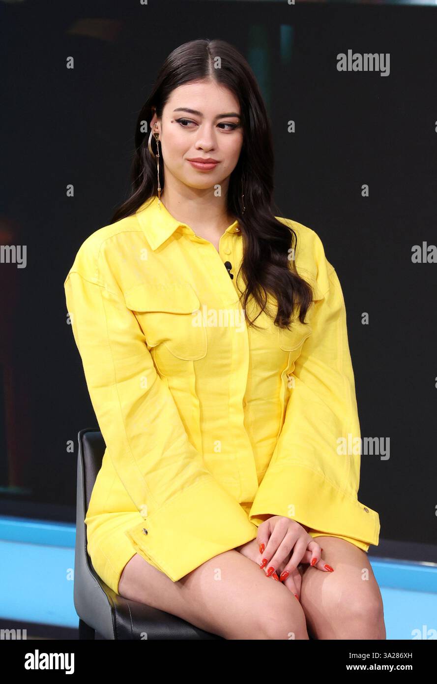 DORAL, FL-MARCH 12: Actress Amber Midthunder is seen during “La Voz” de la mañana to promote her ...