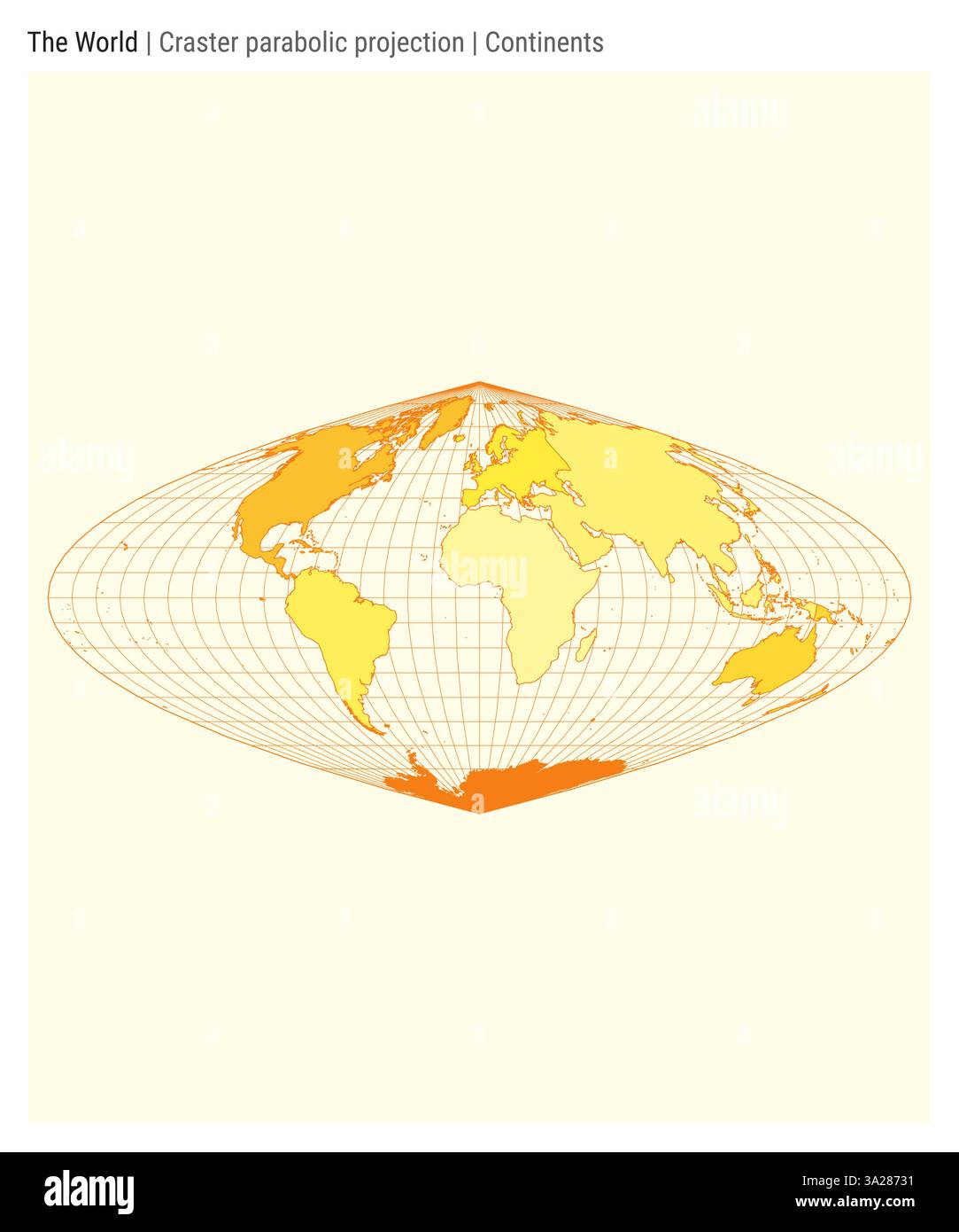 World Map. Craster parabolic projection. Continents style. High Detail ...