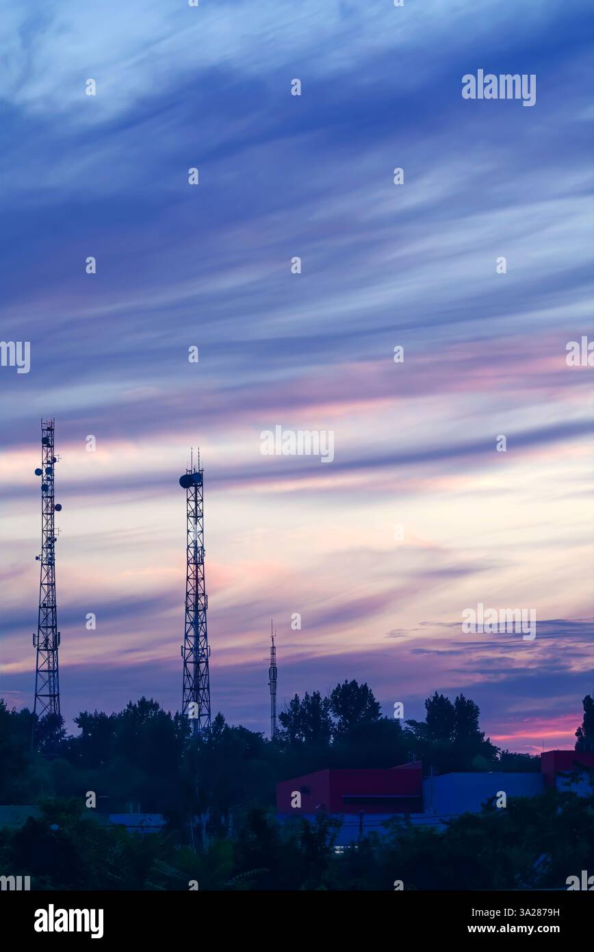 Telecommunication tower against sky aerial hi-res stock photography and ...