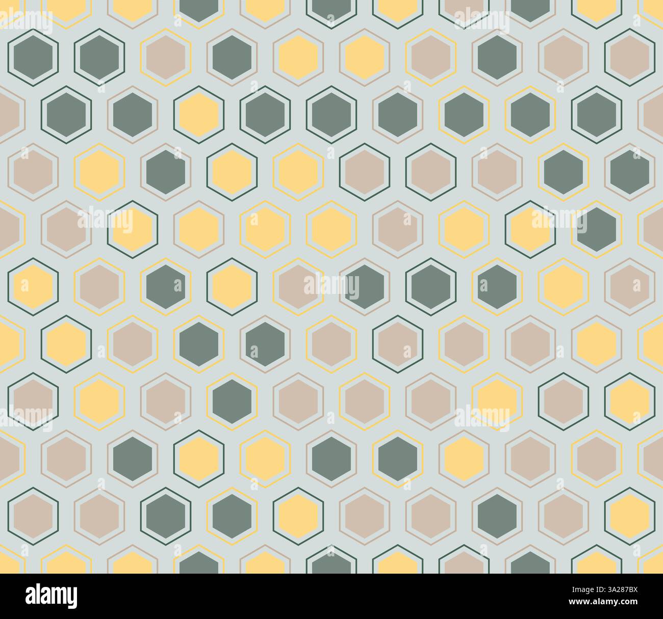 Honeycomb hexagons background. Hexagon mosaic cells with padding and inner solid cells ...
