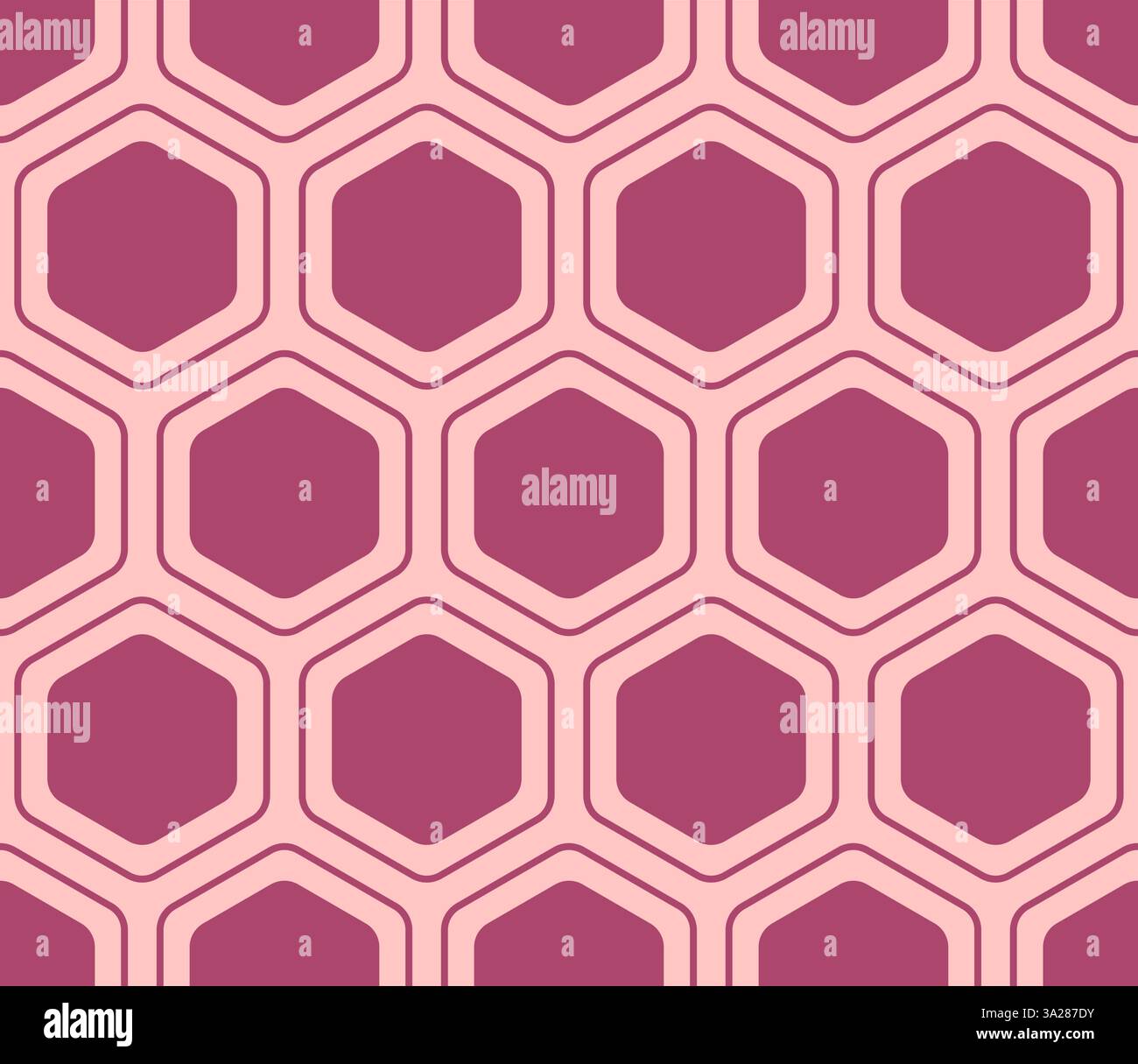 Pattern of hexagon shapes. Medium Red-Violet color on matching background. Rounded hexagons ...