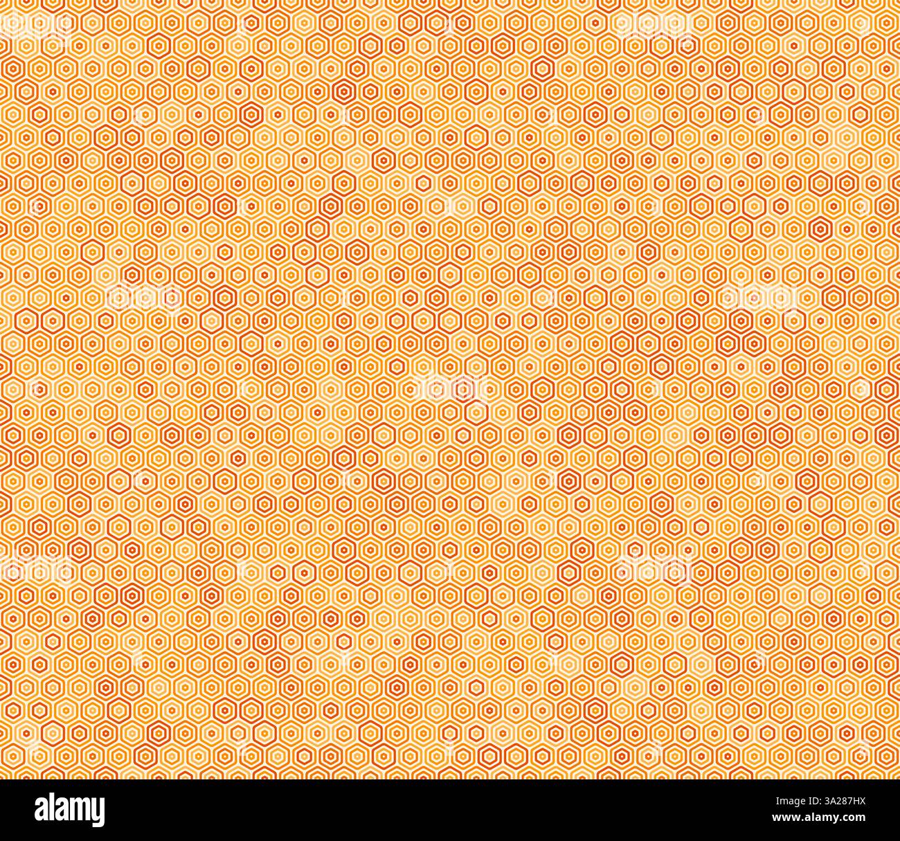 Honeycomb hexagon cells background. Bold rounded stacked hexagon cells. Orange color tones ...