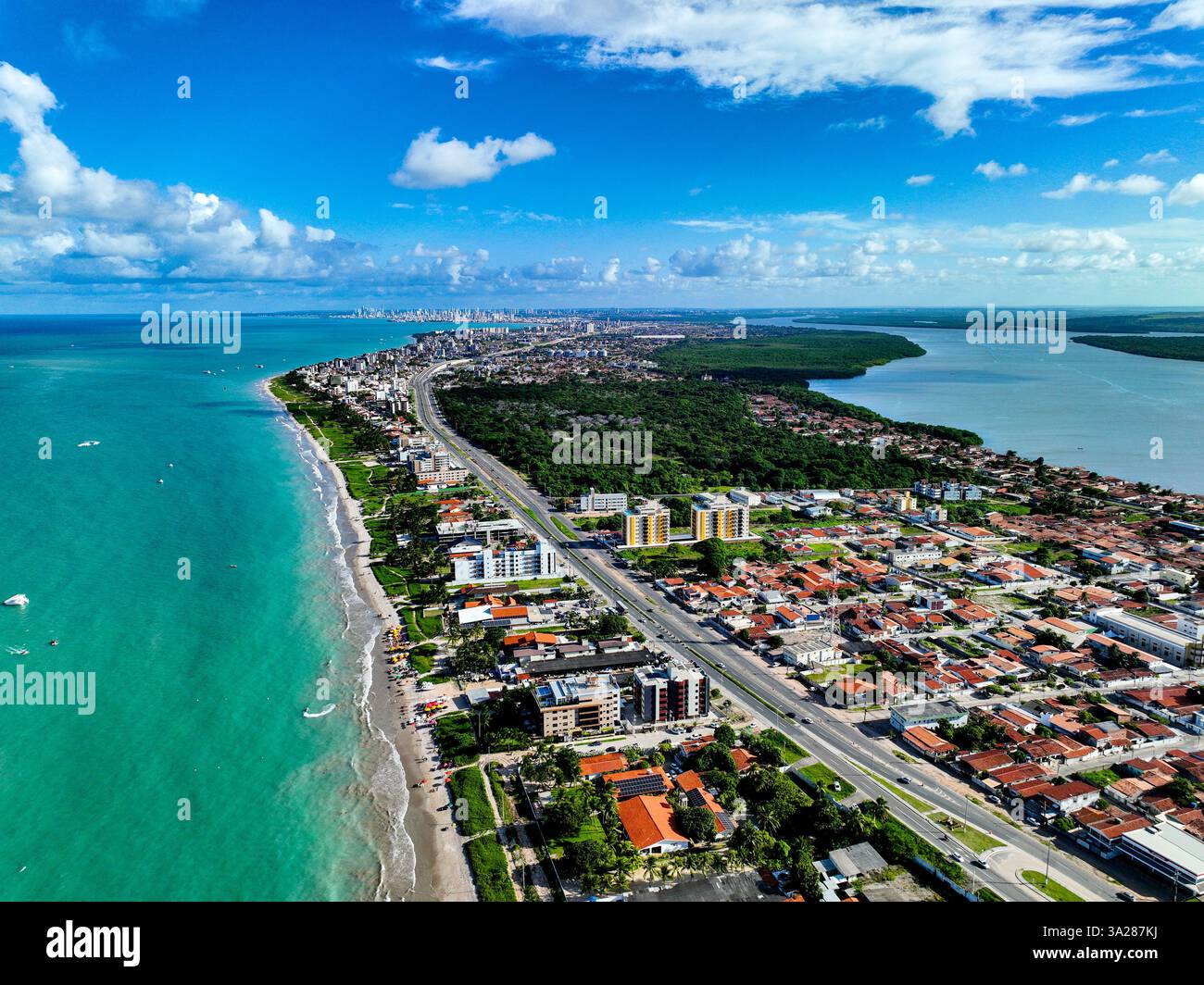 defa aerial view of the city of cabedelo towards the city of joão ...