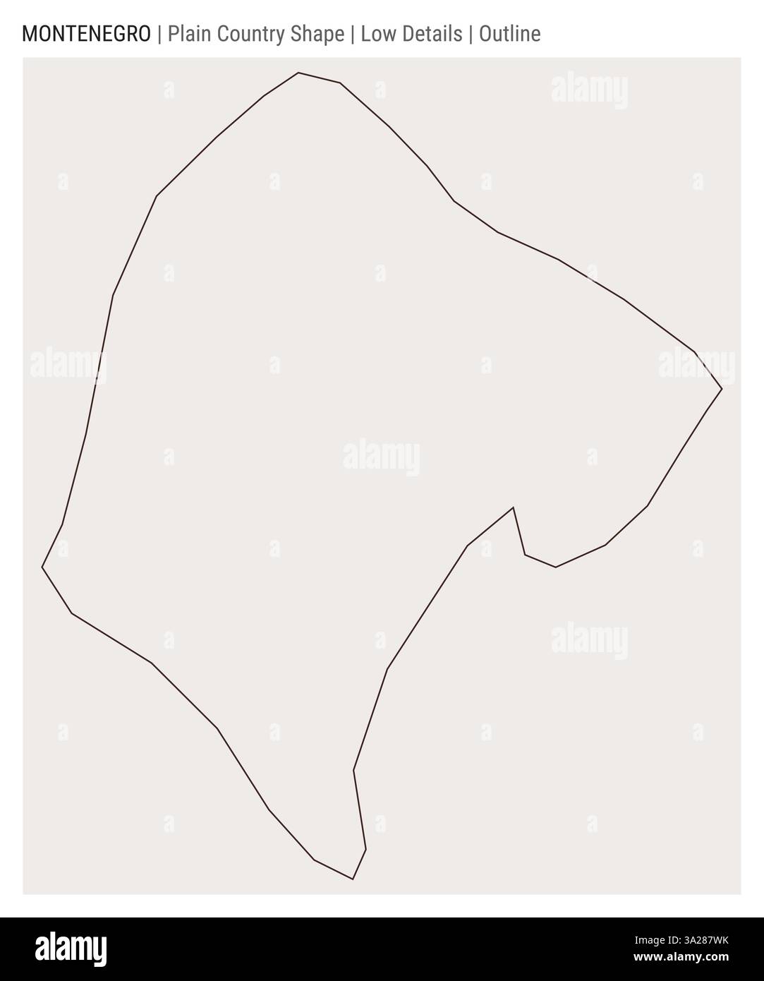 Montenegro plain country map. Low details. Outline style. Shape of ...