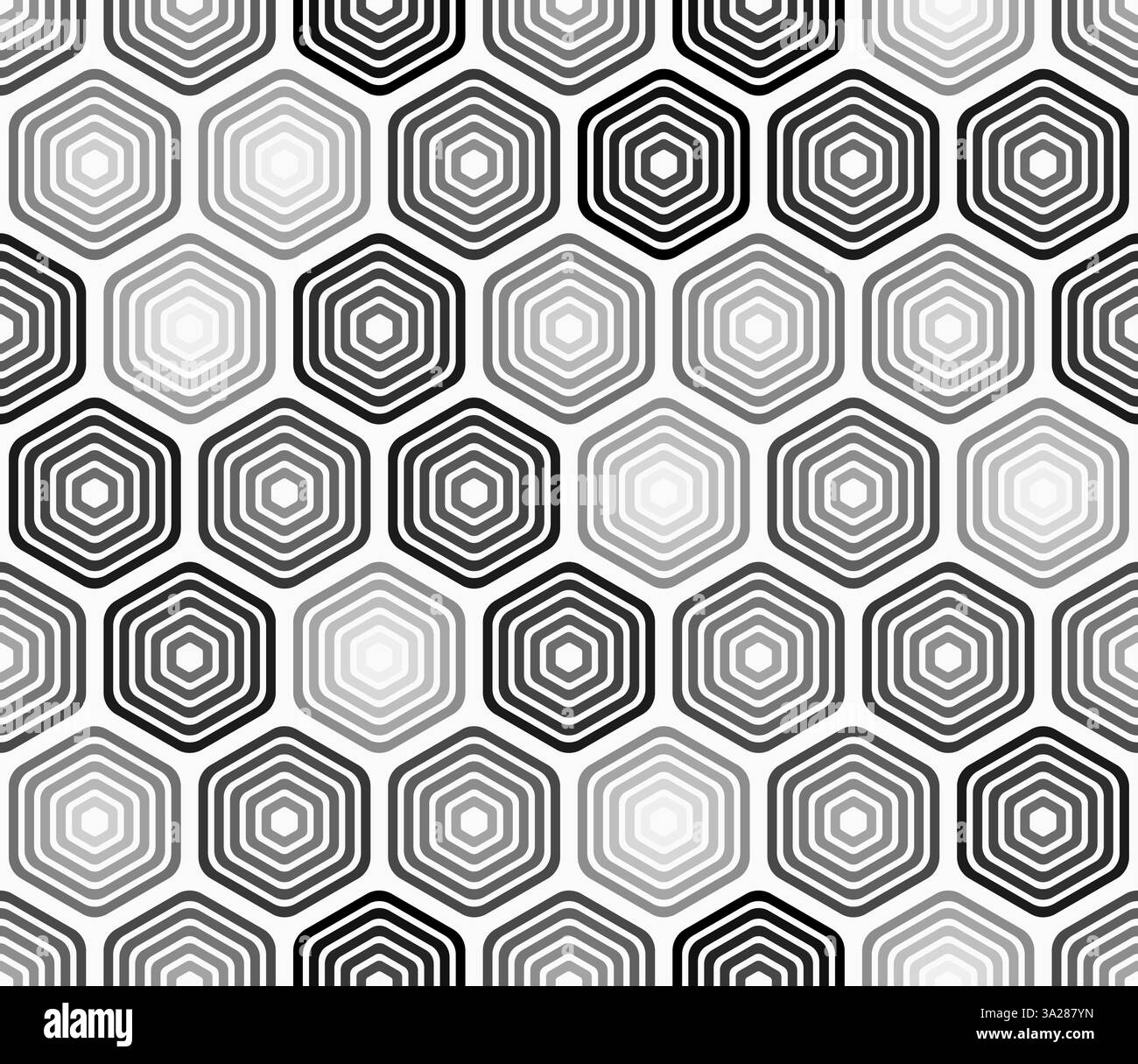 Tileable Hexagon Pattern. Grey color tones gradients. Bold rounded stacked hexagons mosaic ...
