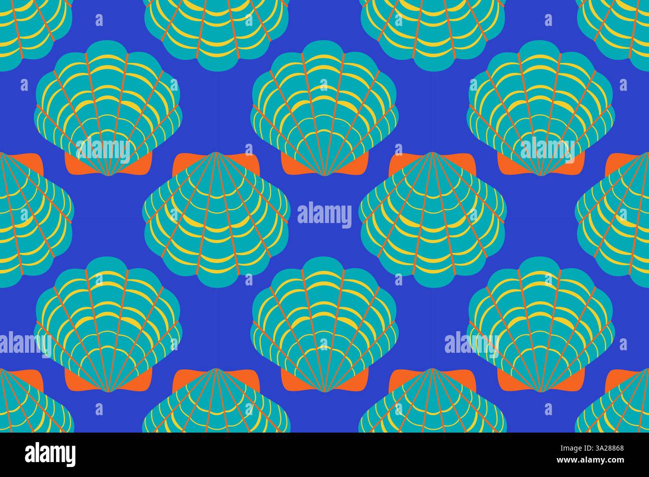 Seamless pattern with sea shells Hand drawn trendy flat style seashell ...