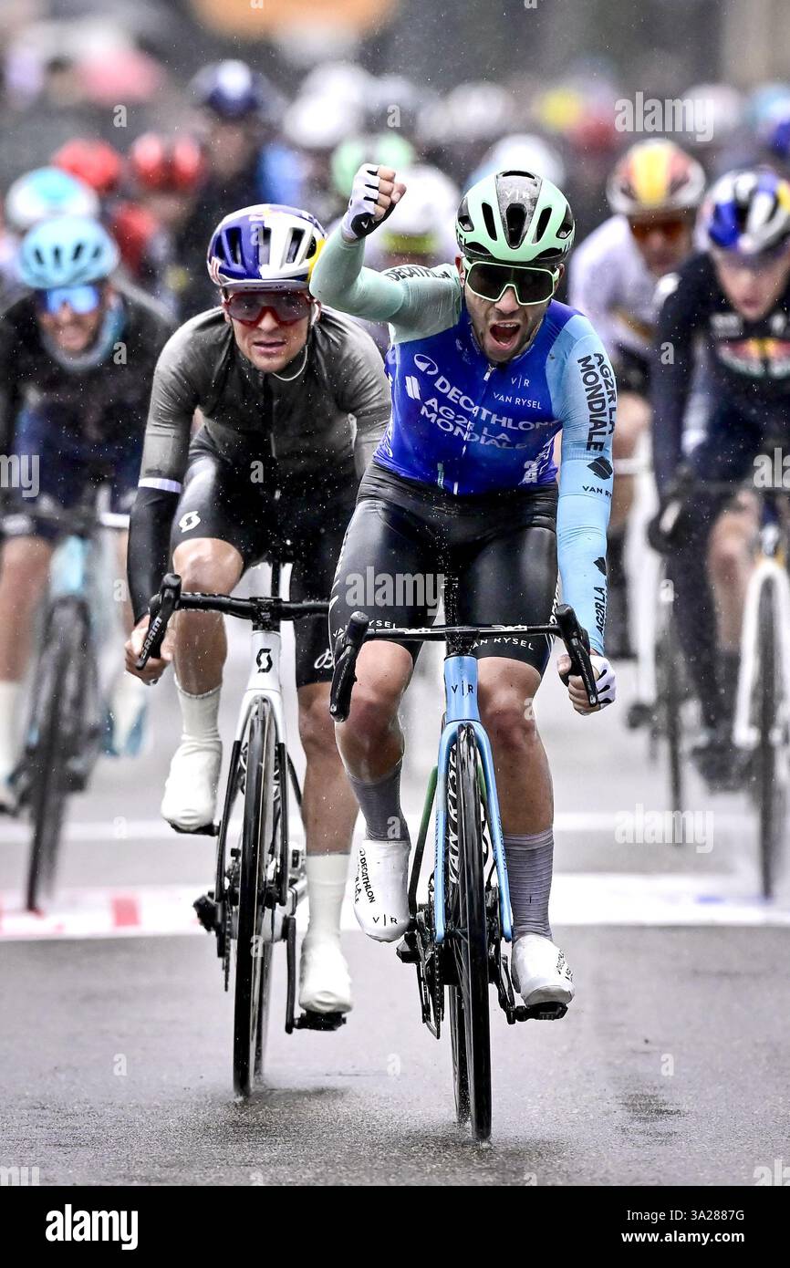 Italian Andrea Vendrame of Decathlon AG2R La Mondiale Team celebrates ...