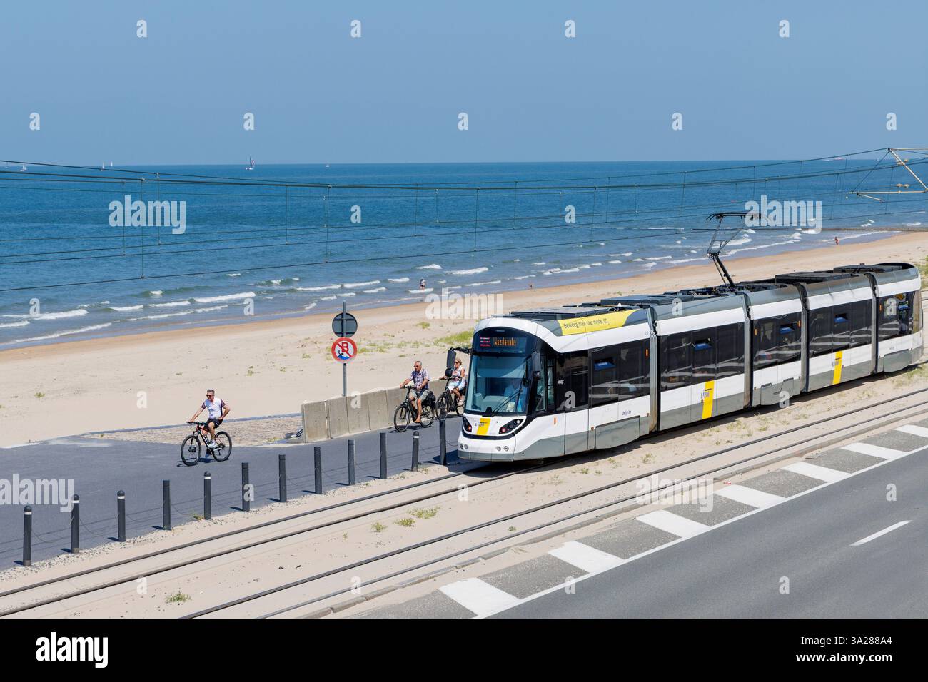 Modern tram running along the sea wall, Ostend, Belgium Stock Photo - Alamy