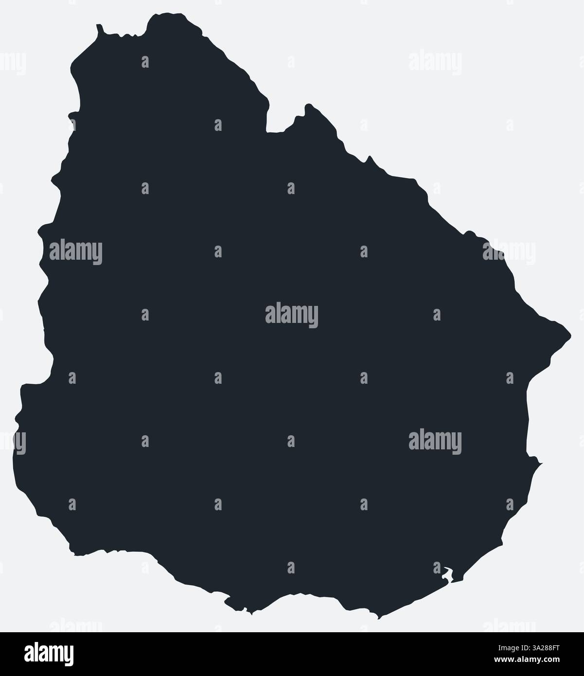 Uruguay map. Just a simple border map. Shape of the country. Flat blank ...