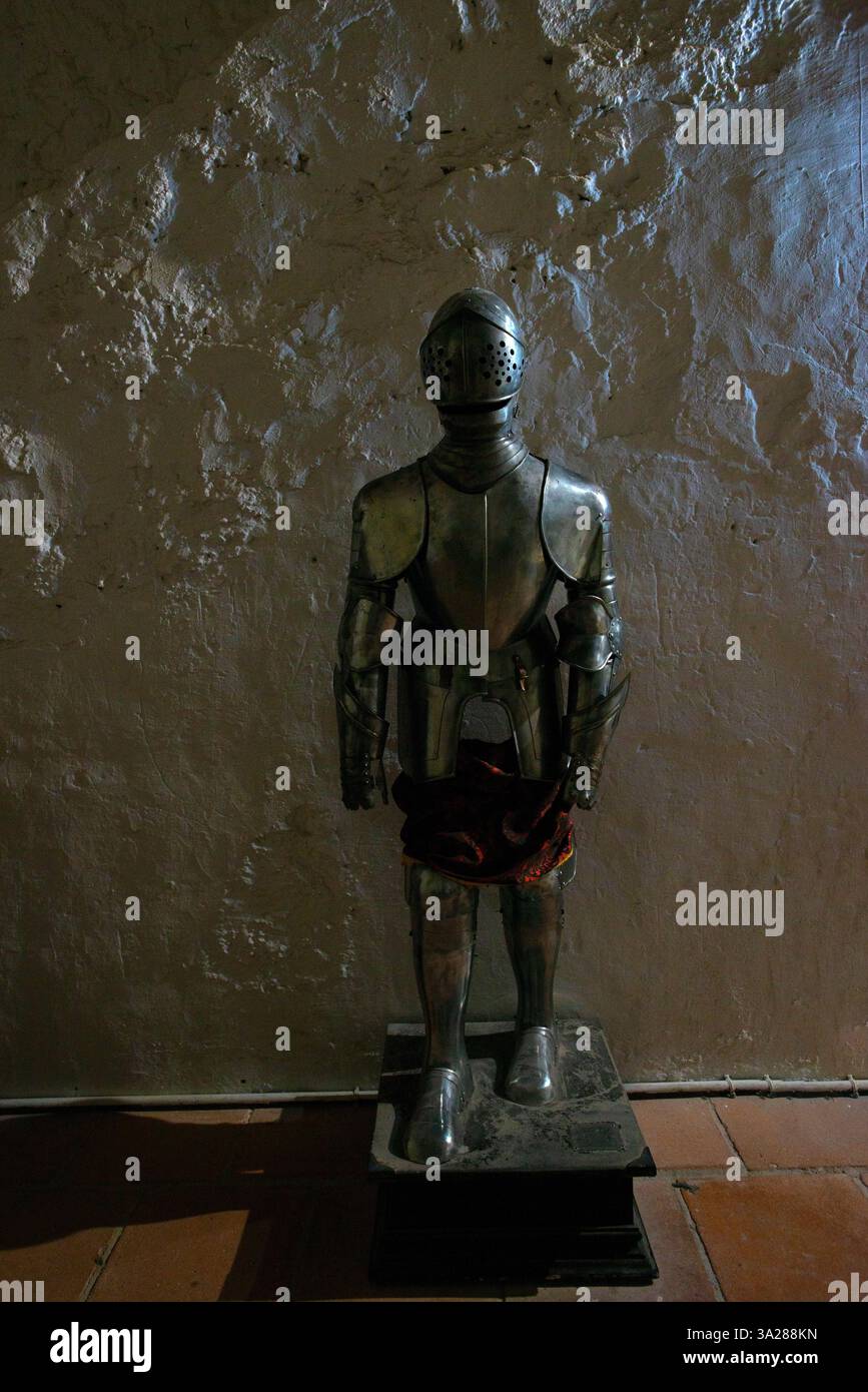 Medieval metal armour inside the Castle of Santa Catalina, Jaén, Spain ...