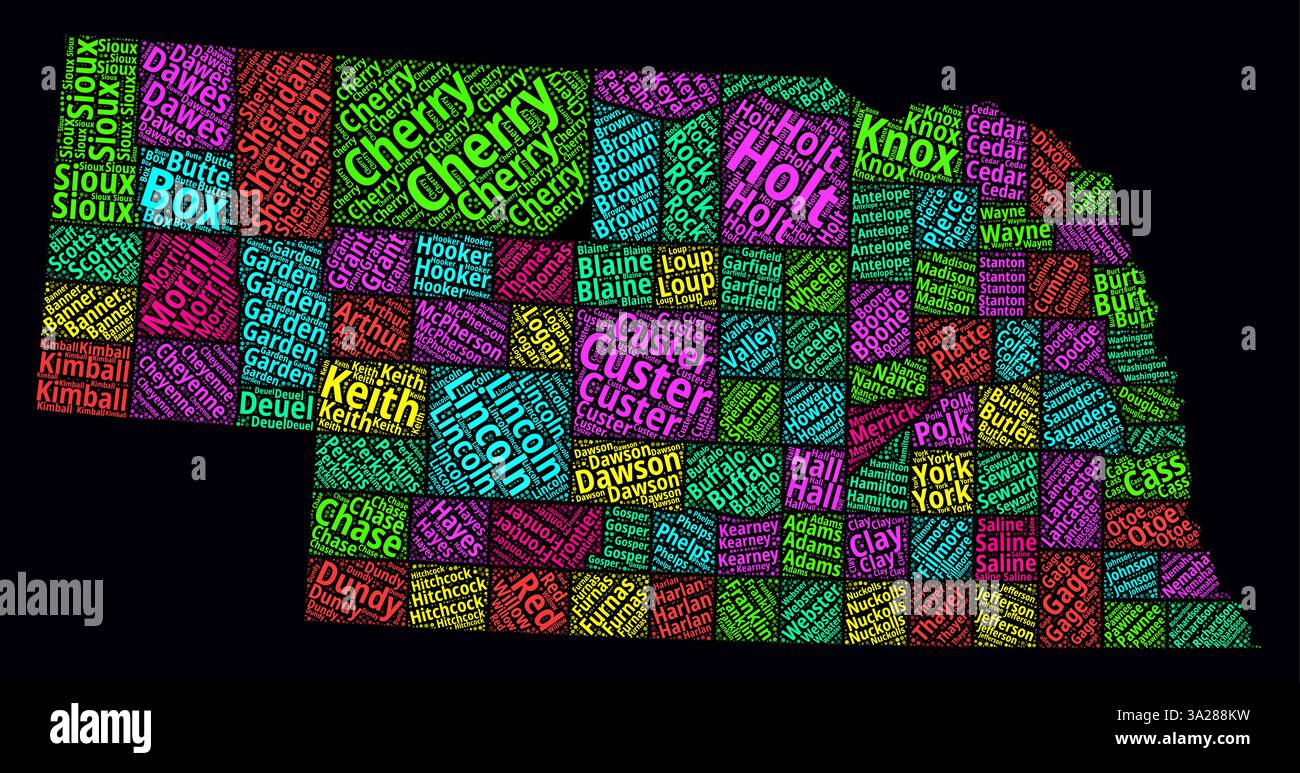 Red cloud nebraska map Stock Vector Images - Alamy