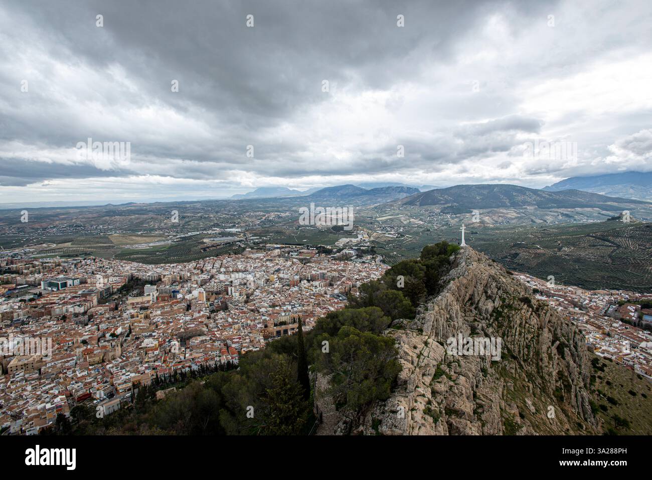 Panoramic view of the city of Jaén from the cross of the Castle of ...