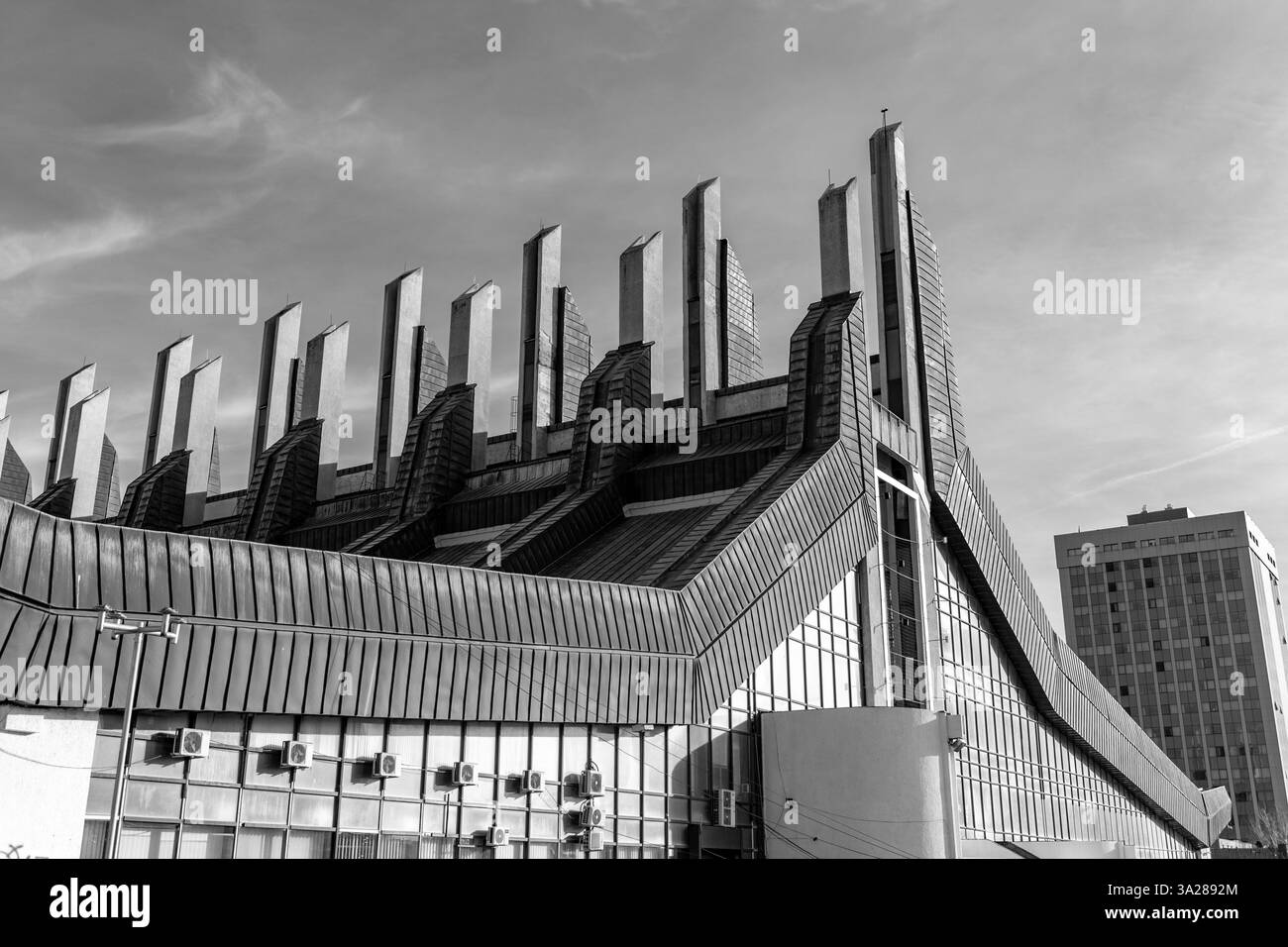 Pristina, Kosovo - February 5, 2024: Palace of Youth and Sports, formerly named Boro and Ramiz ...