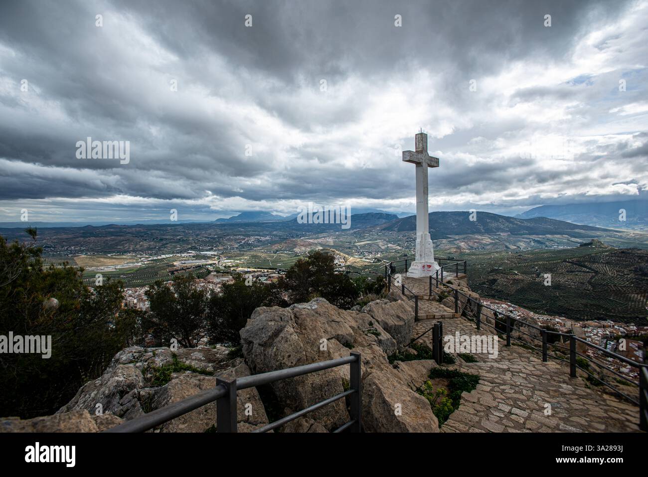Panoramic view of the city of Jaén from the cross of the Castle of ...