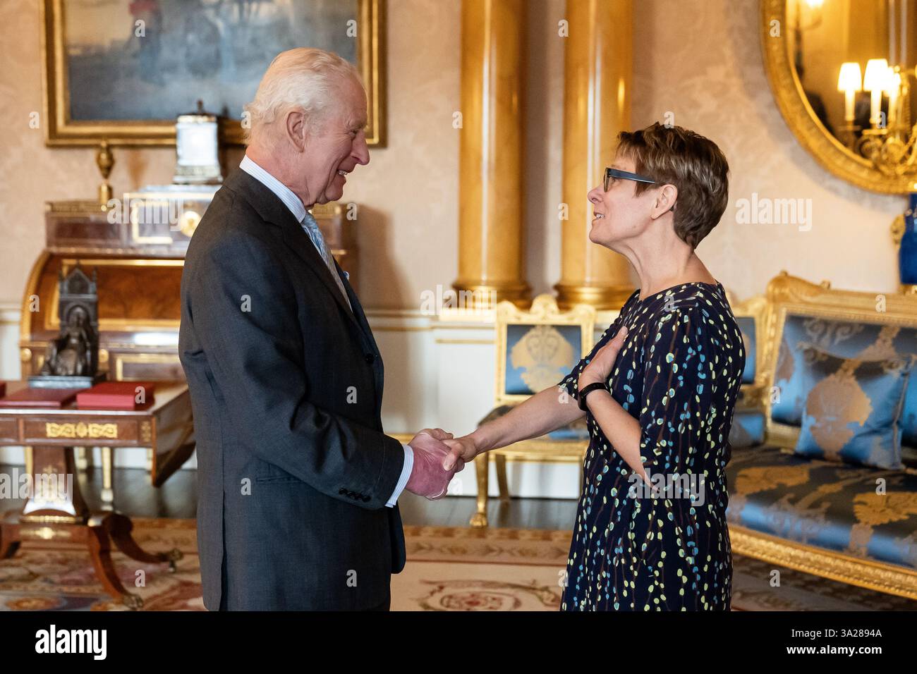 King Charles III receives Speaker of the Senate of Canada Raymonde e ...