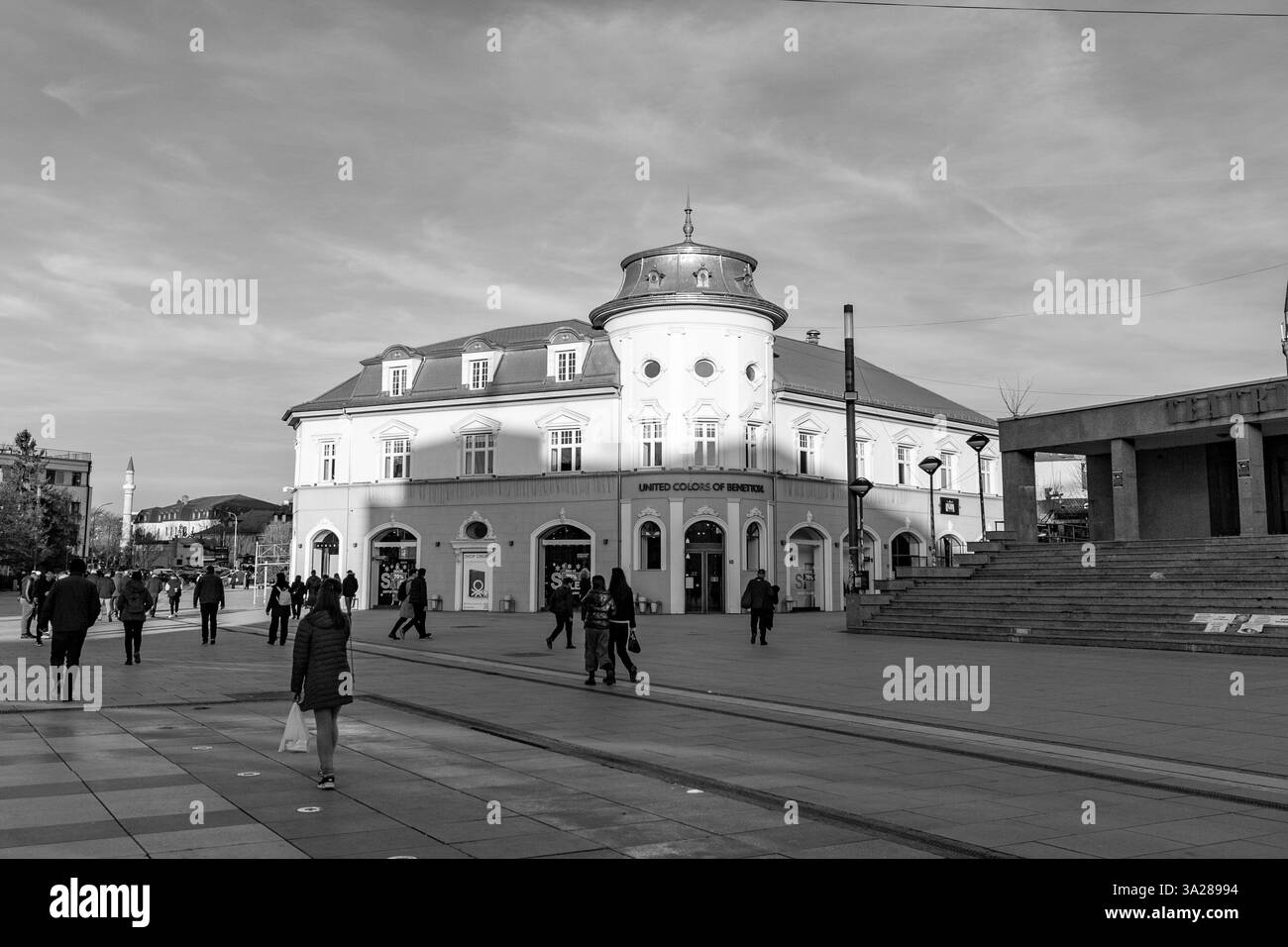 Pristina, Kosovo - February 5, 2024: Skanderbeg Square is a central ...