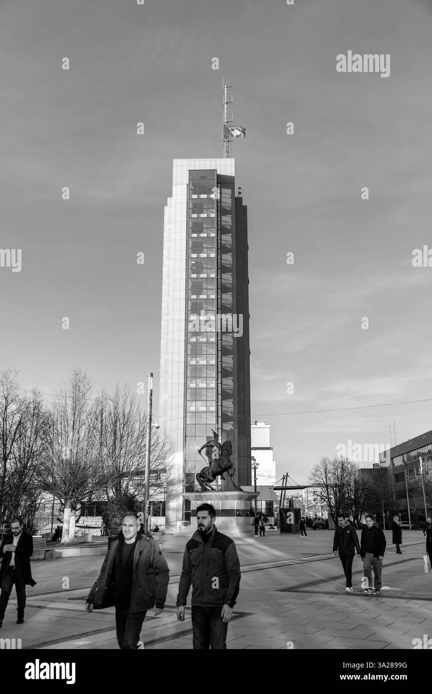 Pristina, Kosovo - February 5, 2024: Skanderbeg Square is a central ...