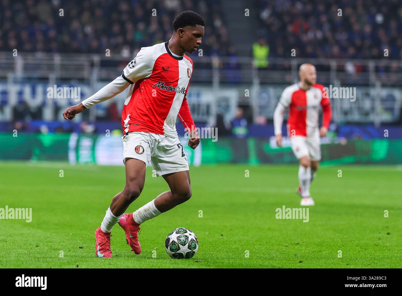 Milan, Italy. 11th Mar, 2025. Jeyland Mitchell of Feyenoord Rotterdam ...