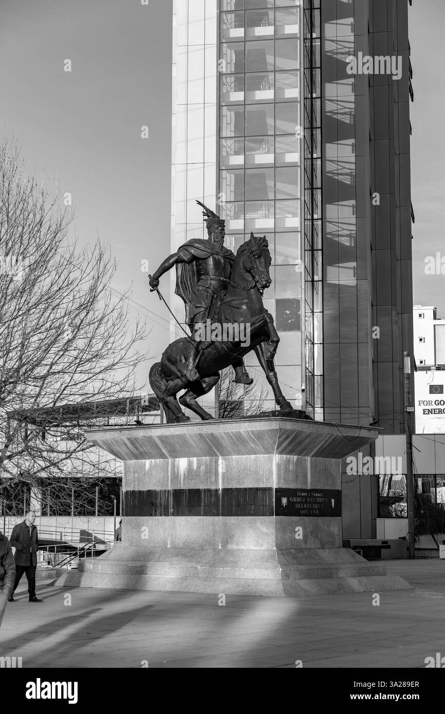 Pristina, Kosovo - February 5, 2024: Skanderbeg Square is a central ...