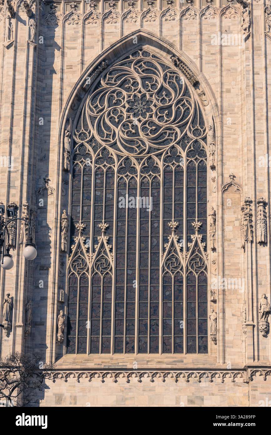 WIndow of Milan Cathedral (Duomo di Milano) or Metropolitan Cathedral ...