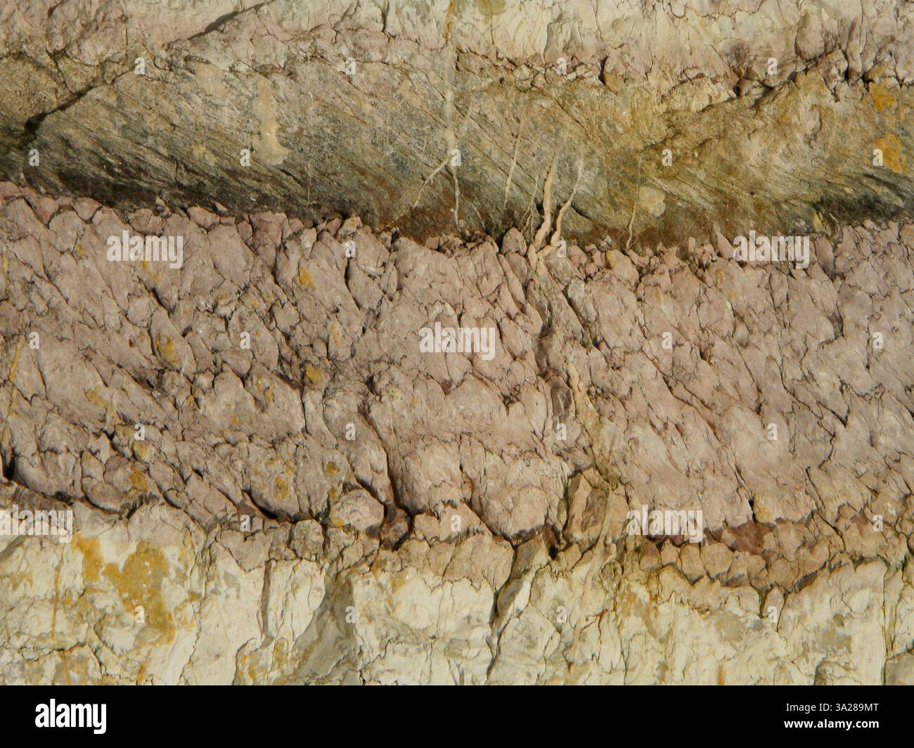 Three rare horizontally banded rock strata Stock Photo - Alamy
