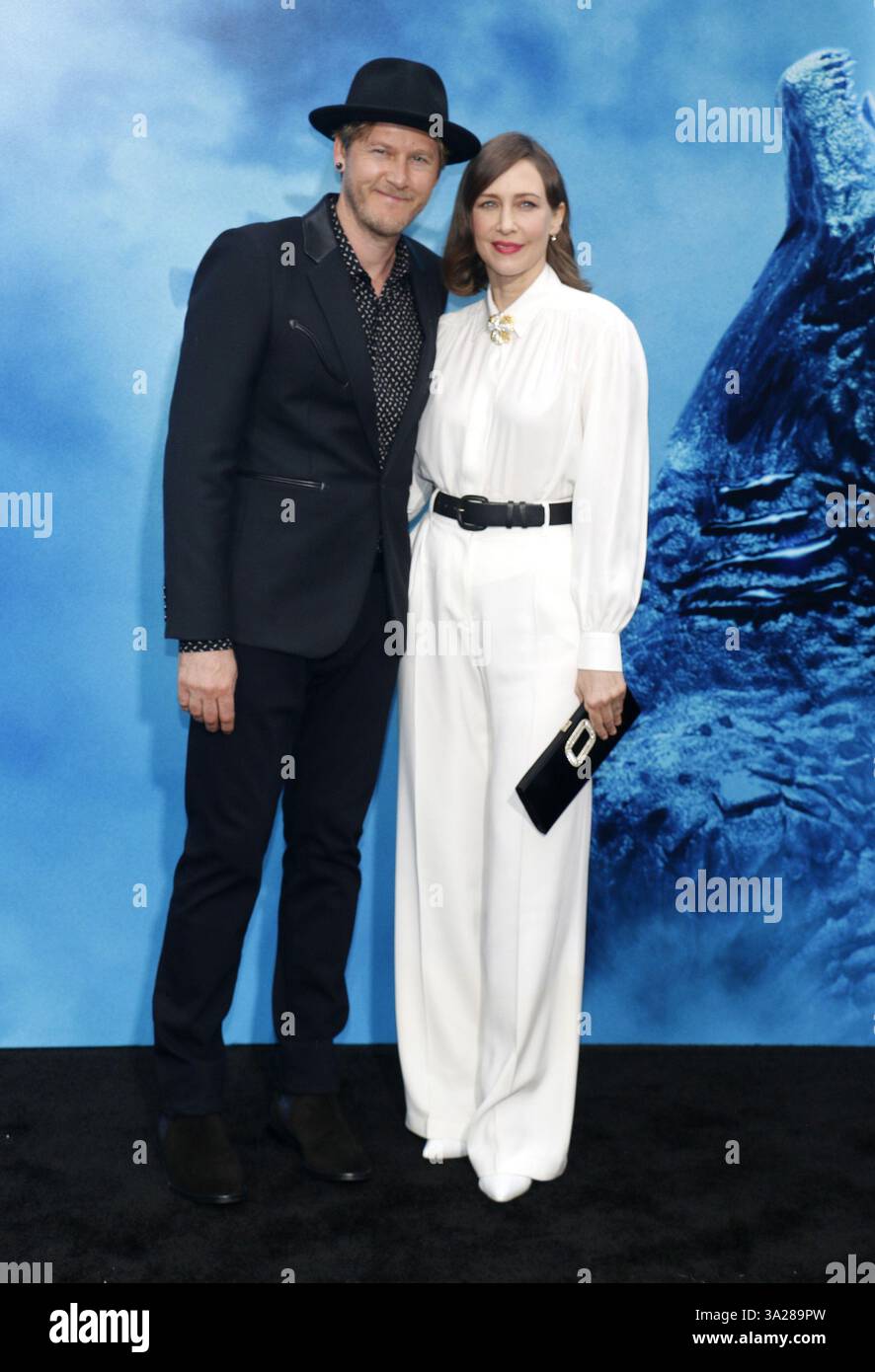Renn Hawkey and Vera Farmiga at the Los Angeles premiere of 'Godzilla ...