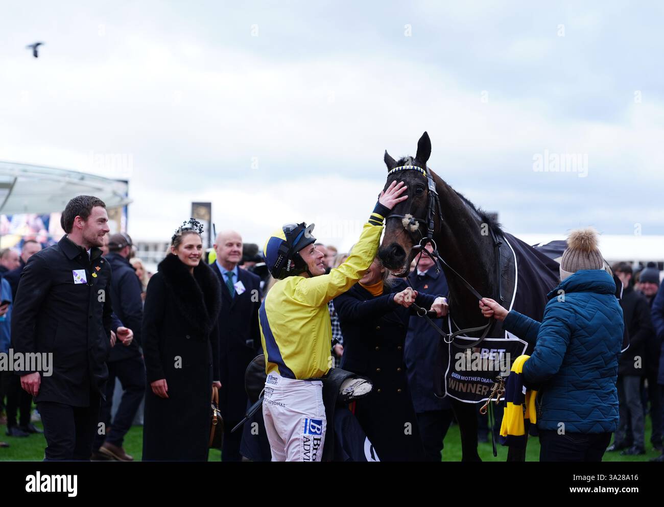 Sean Flanagan after winning the BetMGM Queen Mother Champion Chase with Marine Nationale on day ...